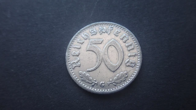 GERMANY 1940 G swastika Aluminum Nazi Eagle 50 pfennig Reichspfenning ...