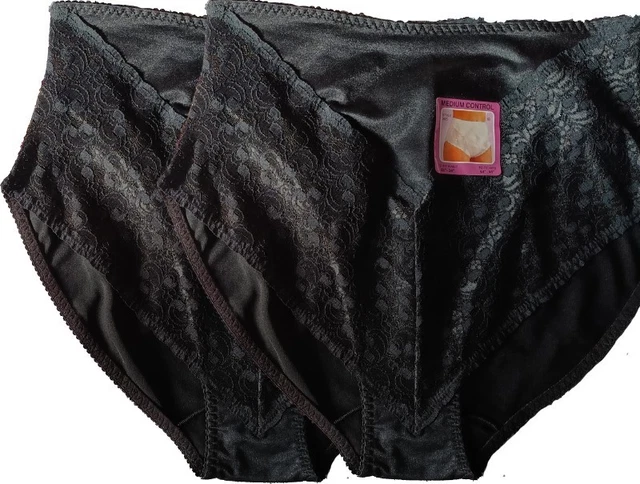 PACK OF 2 Medium Control Lacey panty girdle in black waist 33-34 hips ...
