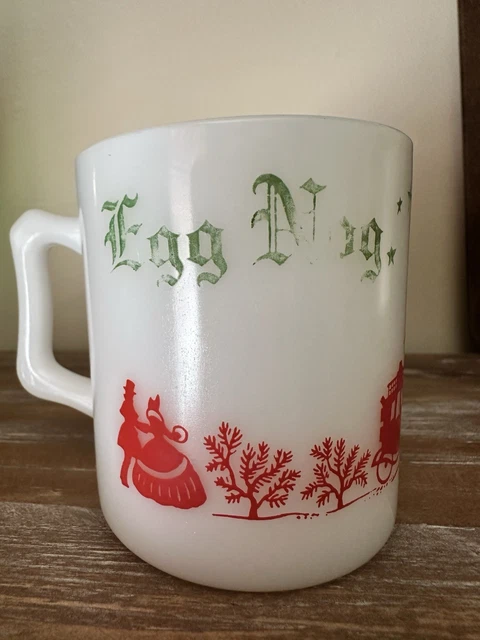 TOM AND JERRY Vintage Egg Nog Chevy Chase Inn Milk Glass Hazel Atlas ...