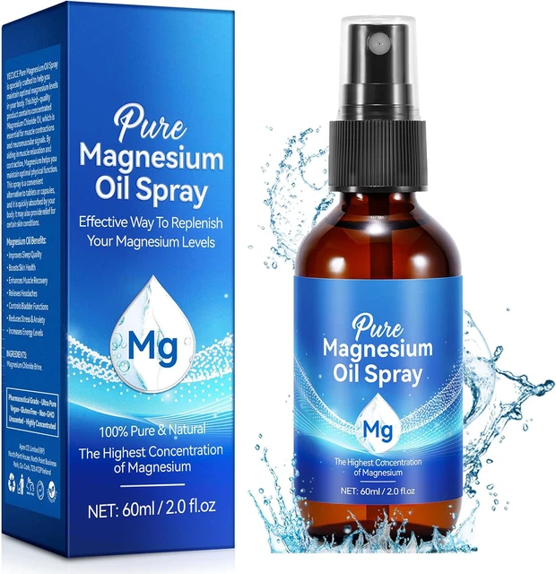 PURE MAGNESIUM OIL Spray, 100% Natural Topical Magnesium Spray for Feet ...