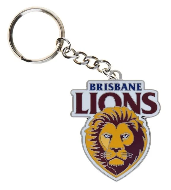 BRISBANE LIONS Official AFL Team Colours & Logo Novelty Metal Keyring ...