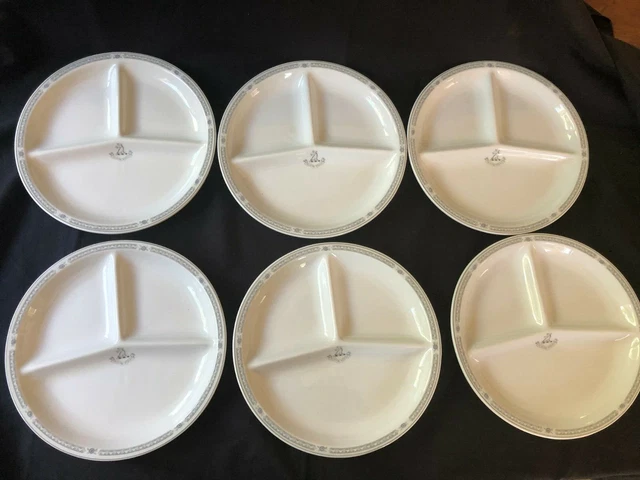 SET OF 6 antique pillivuyt france divided dinner plates . Marked bottom ...