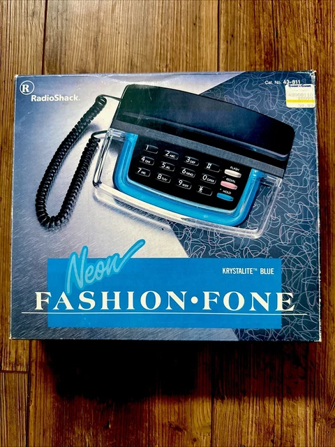 RADIOSHACK KRYSTALITE BLUE Neon Push Button Landline Phone 43-811 ...