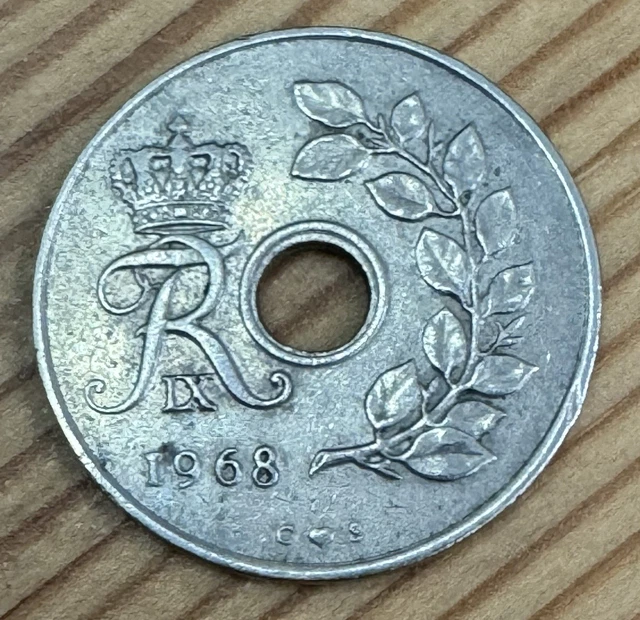 1968 25 ORE Coin, Denmark, Frederik IX (Copper-Nickel, 4.3 g, 23 mm ...
