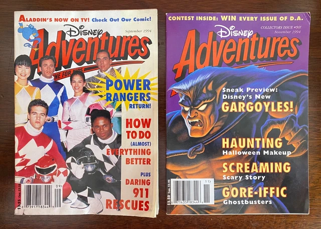 DISNEY ADVENTURES MAGAZINE Sept 1994 Power Rangers Return and Nov 94 ...