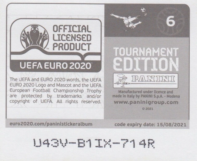 PANINI STICKER FOOTBALL European Championship Euro 2020 Tournament 2021 ...