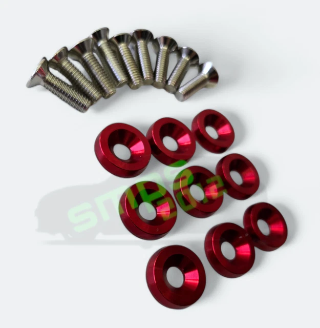MINI COOPER S JCW R56 Engine Bay Bolt Kit Red Washers + M6 Silver Bolts ...