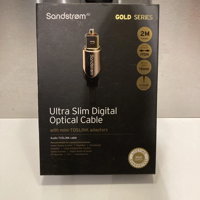 SANDSTROM AV GOLD Series 2m Digital Optical Cable with mini-TOSLINK ...