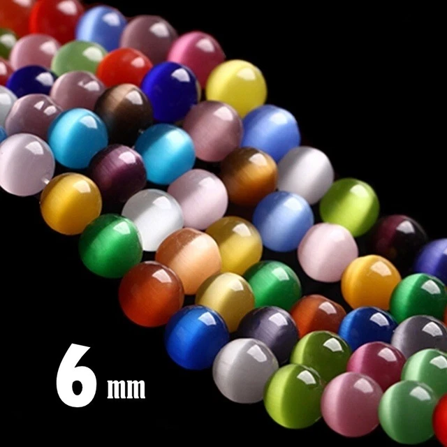 KATZENAUGE PERLEN 6MM Rund Glasperlen Bunte Strang 65stk für Schmuck ...