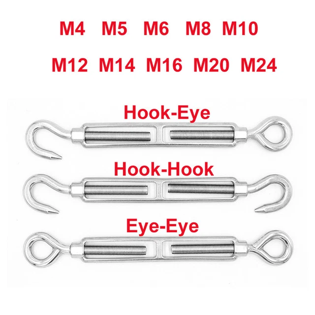 TURNBUCKLE HOOK EYE 304 Stainless Steel Marine Grade Heavy M4 M5 M6 M8 M10-M24 EUR 2,58 ...