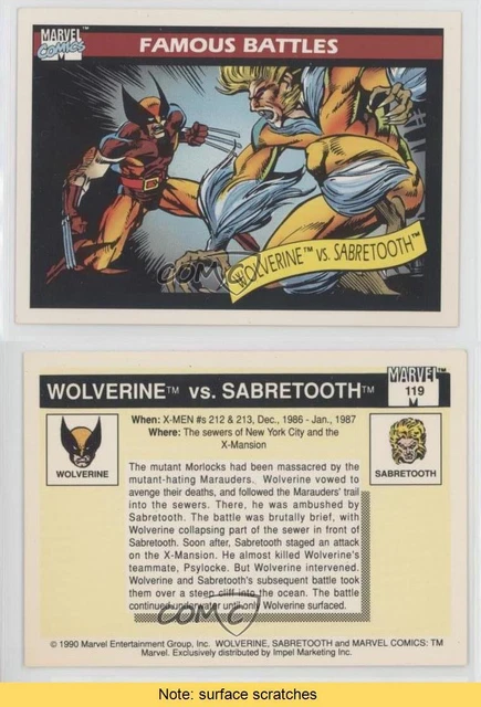 1990 IMPEL MARVEL Universe Famous Battles Wolverine Sabretooth vs #119 ...
