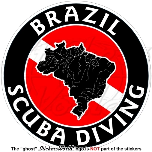 BRAZIL SCUBA DIVING Flag-Brazilian Map Shape Circular Sticker, Decal ...