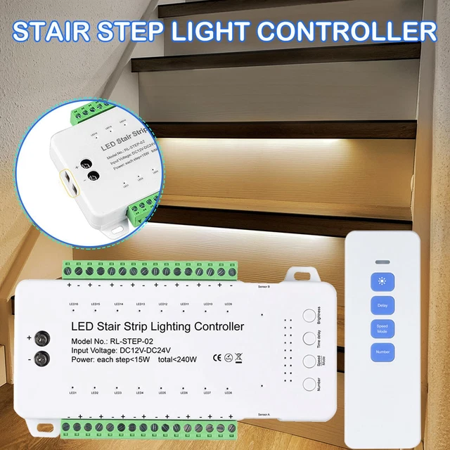 LED STAIR LIGHT Controller Dimmable Ladder Automatic 2023 Sensor Motion ...