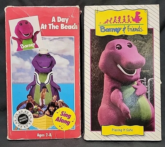 BARNEY VHS SET A Day At The Beach Sing Along & Barney & Friends Playing ...