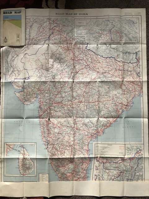 LARGE VINTAGE 1956 road map of India, ceylon £12.99 - PicClick UK