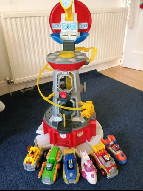 PAW PATROL MIGHTY Pups Lookout Tower + 6 Vehicles Sounds & Lights Fully ...