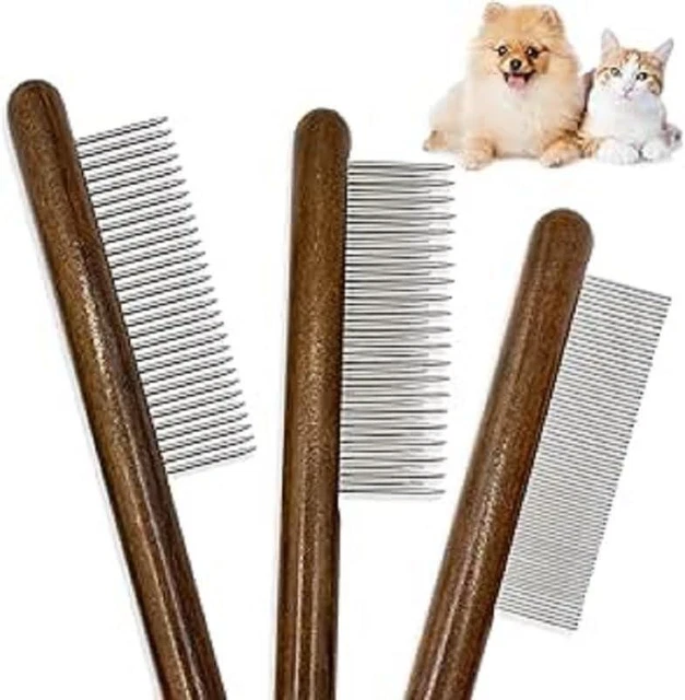 3 PACK SOLID Wood Cat Combs, for Cat Dog Rabbit Massage, Flea Lice Comb Removes $54.95 - PicClick AU