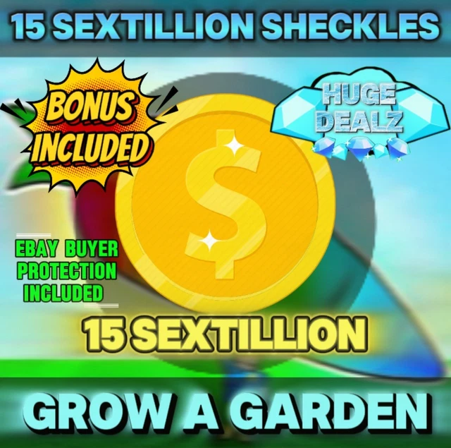 GROW A GARDEN (GaG)| 15 Sextillion Sheckles |Cheap| Virtual Item £1.36 ...