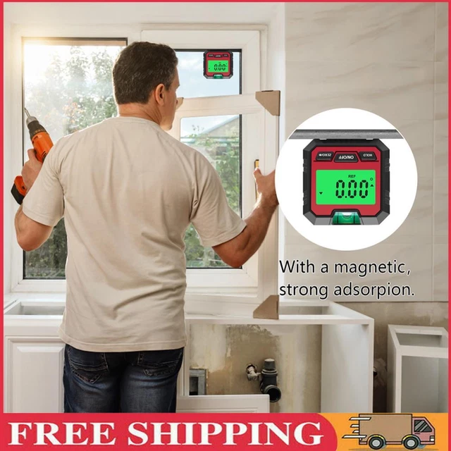 ANGLE PROTRACTOR 60 Degree Digital Inclinometer Level Meter (Red Black ...