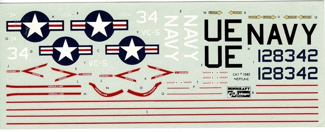 HASEGAWA-MINICRAFT 1082 1/72 Lockheed P2V-7 Neptune decals only £12.26 ...