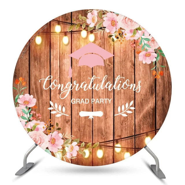 WOODEN FLORAL ROUND Congrats Grad Party Backdrop $37.90 - PicClick AU