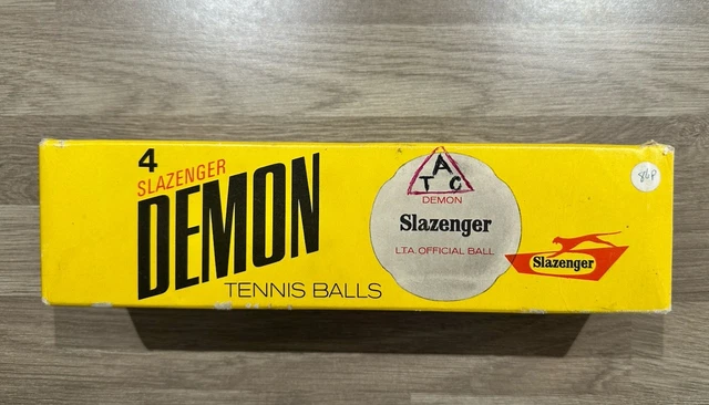 VINTAGE SLAZENGER DEMON Tennis Ball Box 1950-1960’s 4 Balls £30.00 ...