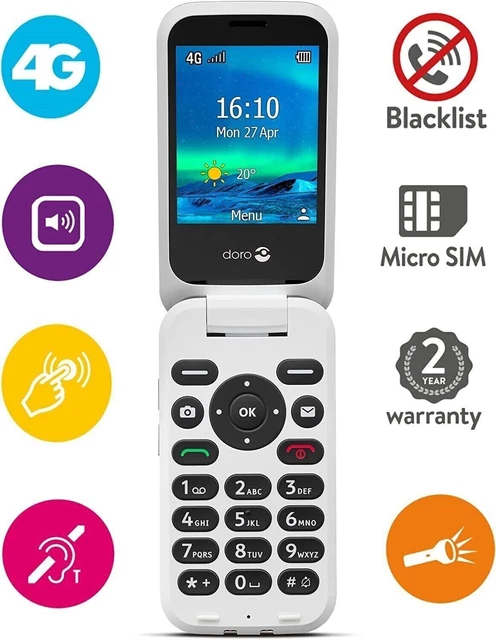 DORO 6820 TÉLÉPHONE portable senior téléphone portable pliable noir EUR ...