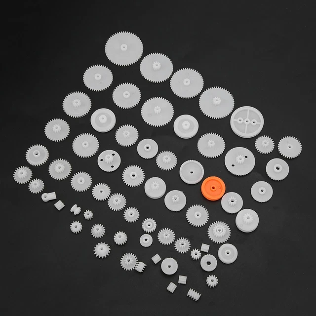 64PCS PLASTIC GEAR Belt Pulley Shaft Sleeve Worm Set DIY Robot Model ...