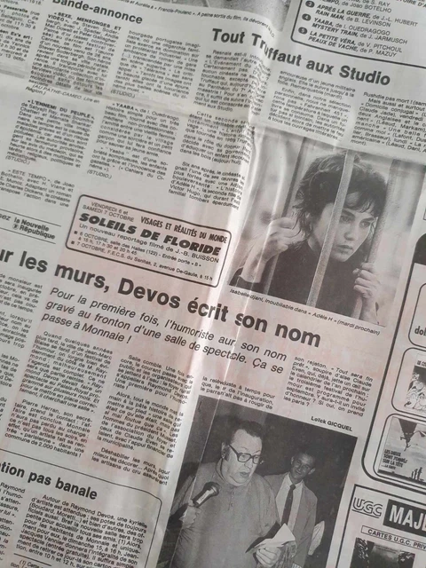 NR 36 - Isabelle Adjani/Devos - Article La Nouvelle Republique - 04/10/1989 EUR 10,00 - PicClick FR