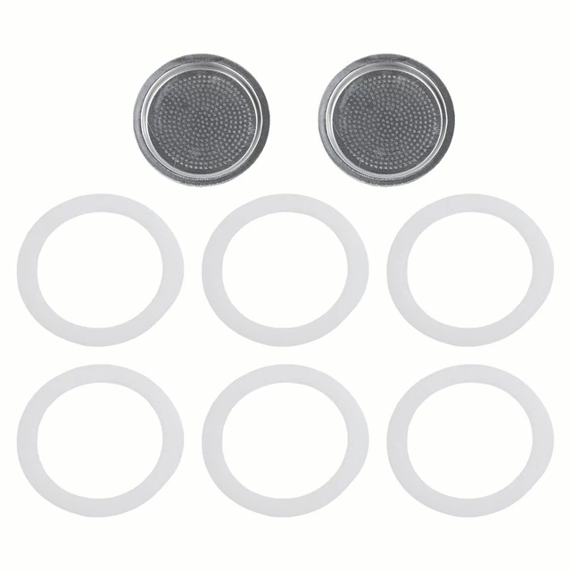 COMPLETE MOKA POT Replacement Kit Featuring 2 Filters and 6 Silicone ...