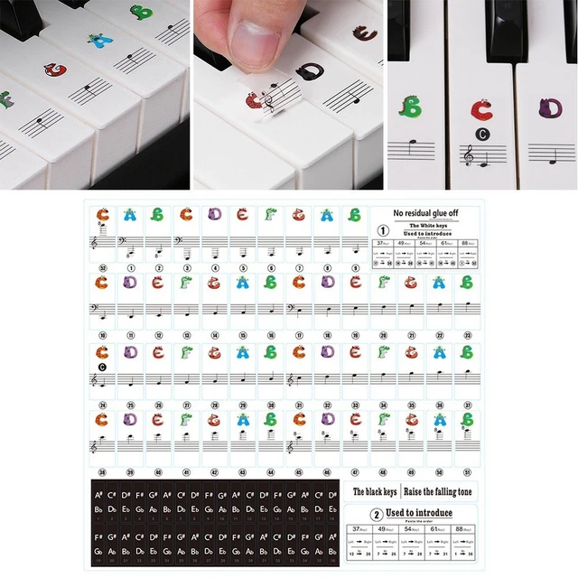 INSTALLER AVEC STICKERS Clavier Dessin Anim Facile pour Claviers 88 61 ...