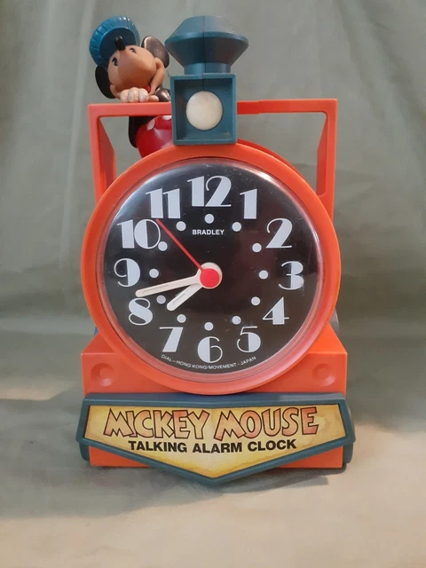 WORKING OLD DISNEY Mickey Mouse Train Conductor Talking Alarm Clock ...