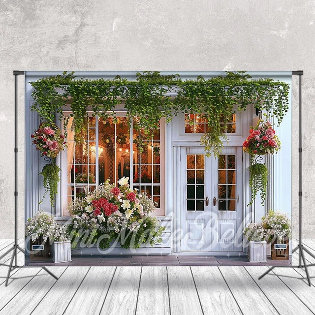 SPRING FLOWER STORE Doors And Windows Photo Backdrop $37.90 - PicClick AU