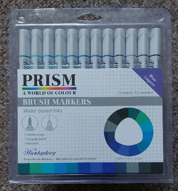 PRISM - BRUSH Markers - Blue Lagoon - 12 Markers - BNIP £5.99 - PicClick UK