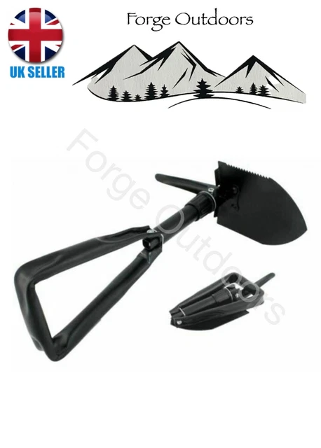 METAL DETECTING SPADE folding compact digging pick axe serrated shovel ...