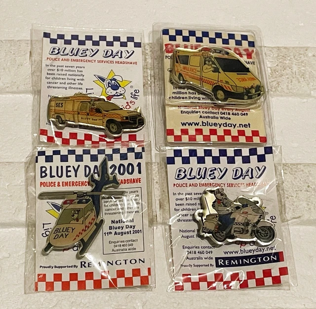 BLUEY DAY EMERGENCY Services Police Fire Ambulance Lapel Pin Badges X 4 ...