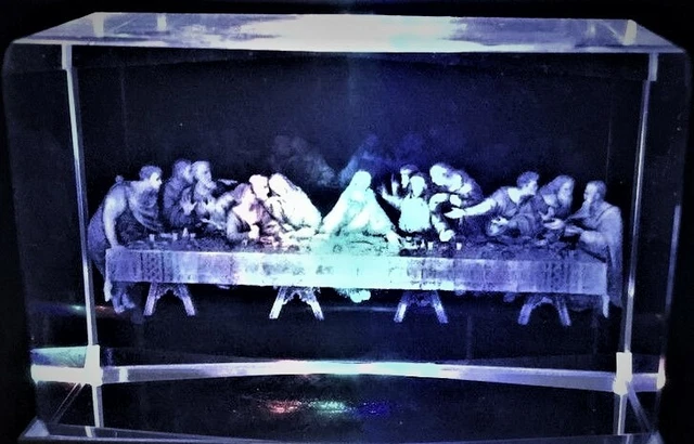 3D THE LAST SUPPER OF JESUS & 12 APOSTLES CRYSTAL Laser+4LED LIGHT NEW ...