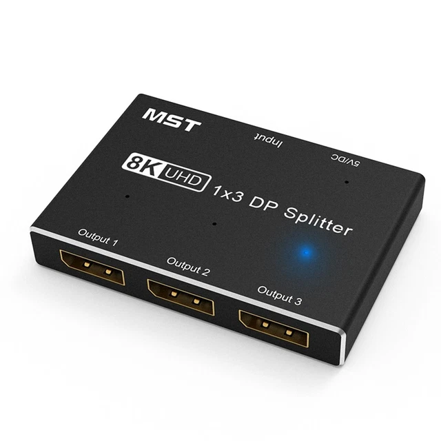 DISPLAYPORT 8K 1X3 DP Splitter 8K60Hz 4K120Hzz MST Hub Multi Monitor ...