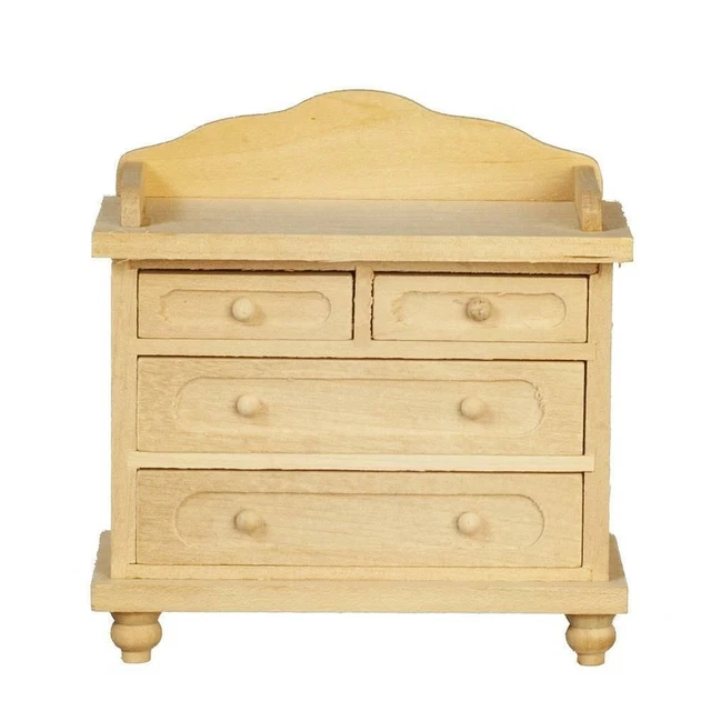 MAISON DE POUPÉES Bare Bois Commode Miniature Maternelle Mobilier Chambre 1:12 EUR 26,76 ...