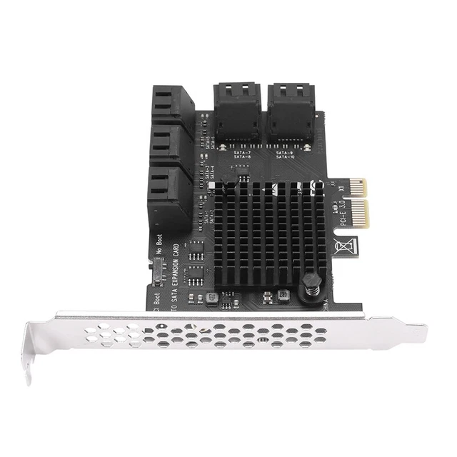 10 PORT SATA 3.0 to PCIe X1 Expansion Card PCI Express SATA Adapter ...