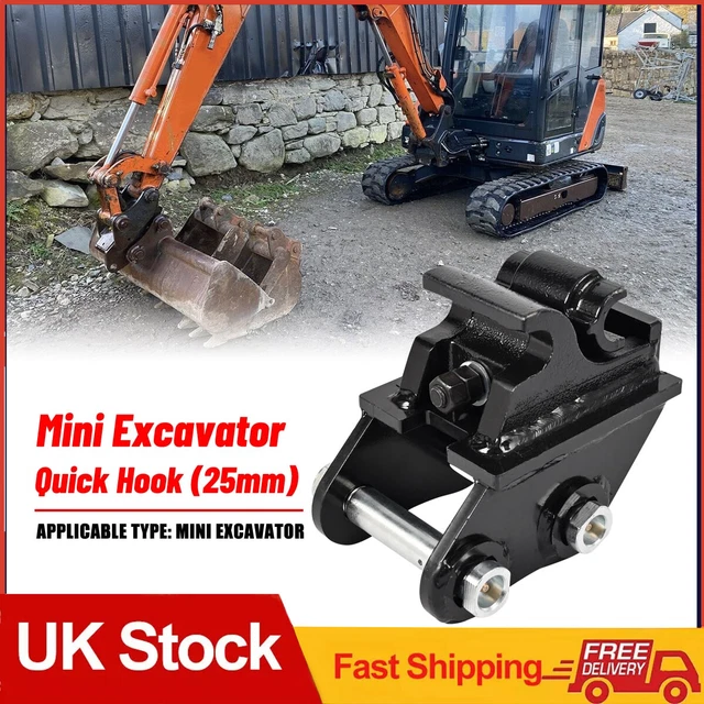 MINI DIGGER QUICK Hitch Manual with Grease Pins 25mm Pins For Mini ...