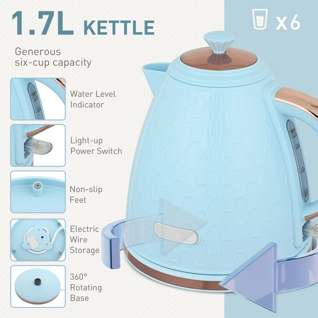 KETTLE AND TOASTER Set, 1.7L 3000W Fast Boil Jug Kettle, 4 Slice ...