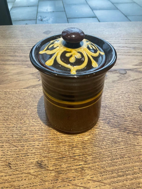 BARBRA WINROW SLIPWARE Studio Pottery Lidded Jar Preserve Pot Mid ...