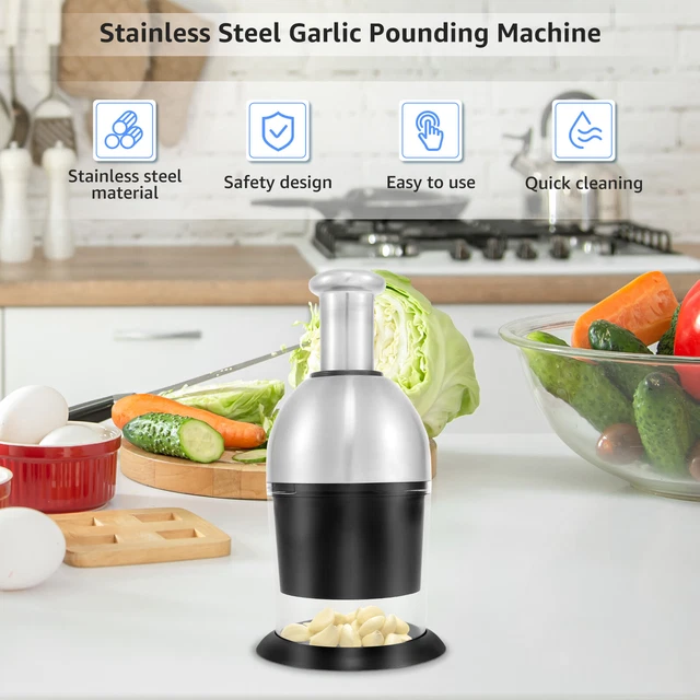 PRESSED GARLIC CHOPPER Mini Manual Pressed Chopper Stainless Steel Food ...