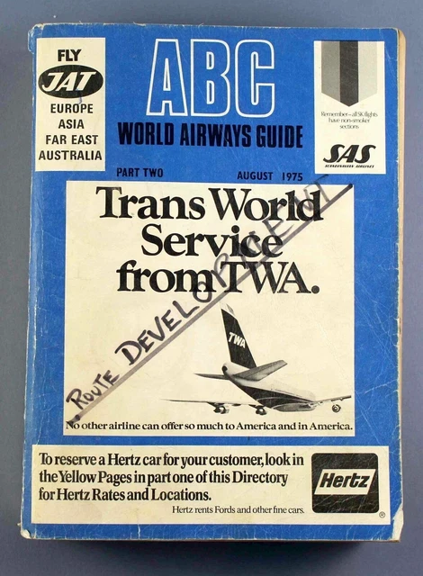ABC WORLD AIRWAYS Guide August 1975 Airline Timetable Part Two Blue ...
