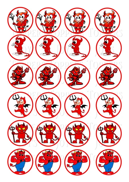 24 LITTLE DEVIL Cupcake Topper Wafer Rice Edible Fairy Cake Bun Toppers ...