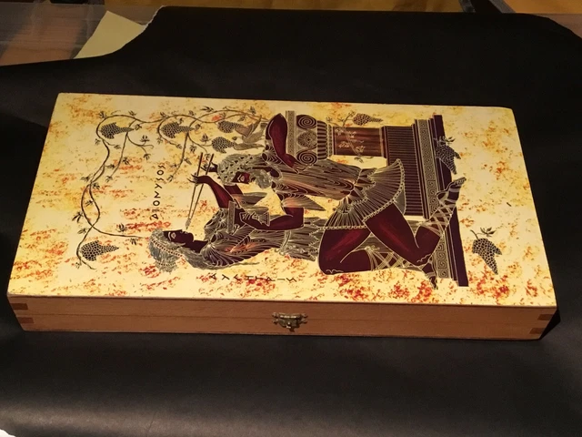 RARE VINTAGE GREEK Gods Mythology Backgammon Game Board Set Wood Case £ ...