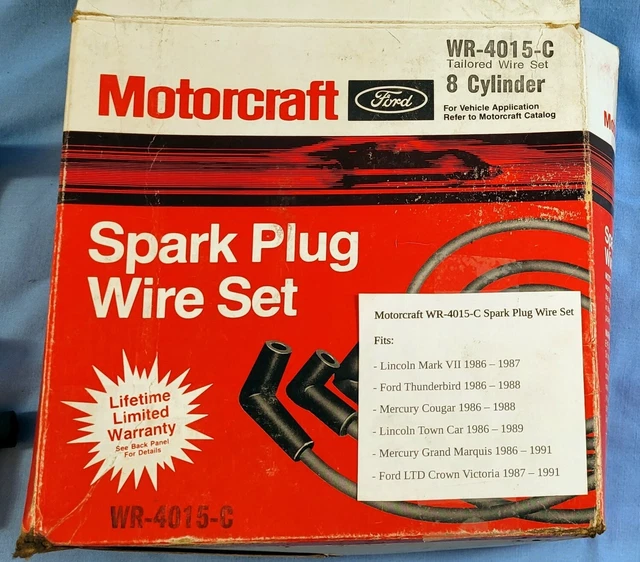FORD MOTORCRAFT WR-4015-C Spark Plug Wire Set NOS 5.0 Litre 302 1986 ...