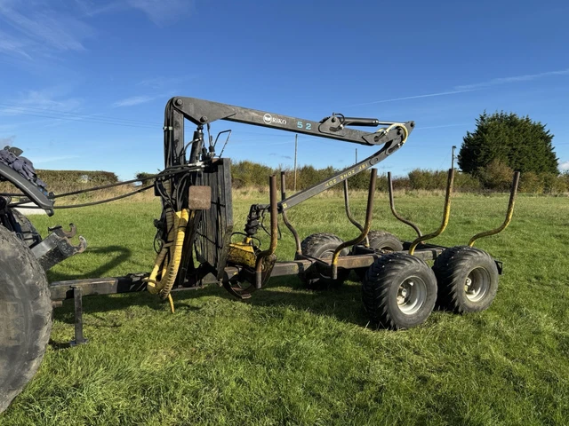 RIKO TIMBER TRAILER, 6T Forwarder, Hiab, Crane, Logs, Trees, Forestry ...