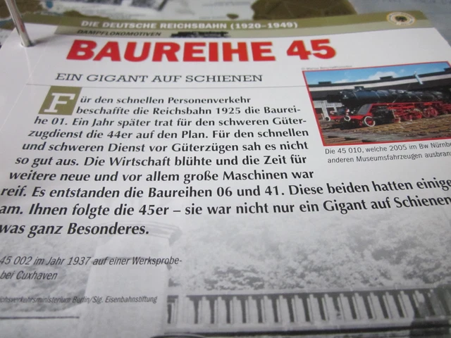 DEUTSCHE EISENBAHNGESCHICHTE N DR 1920-1949 Baureihe BR 45 EUR 4,94 ...